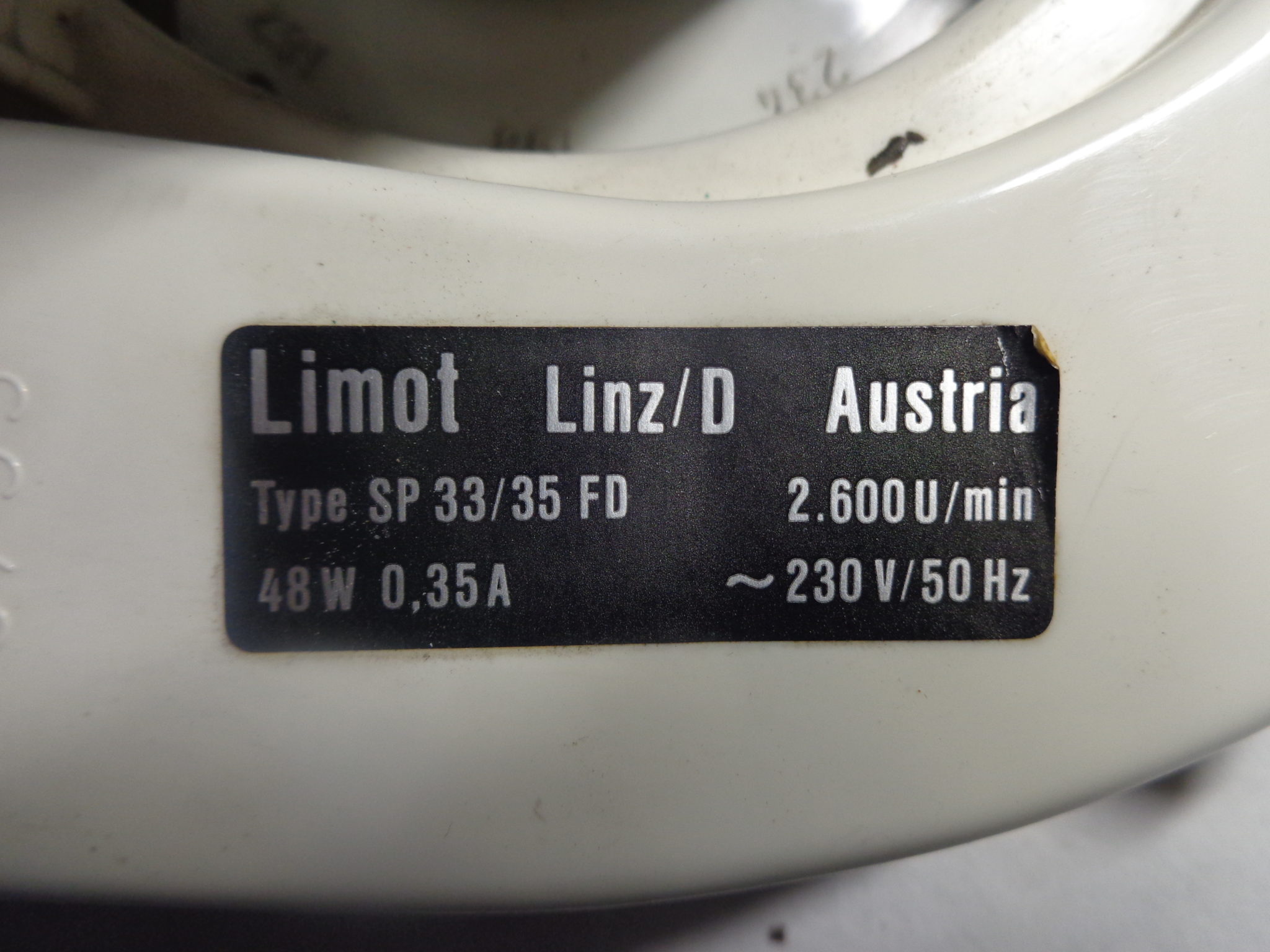 Limot Type SP 33/35 FD Lüfter 2600U/min, 48W 0,35A ~230V 50Hz - Michl's ...
