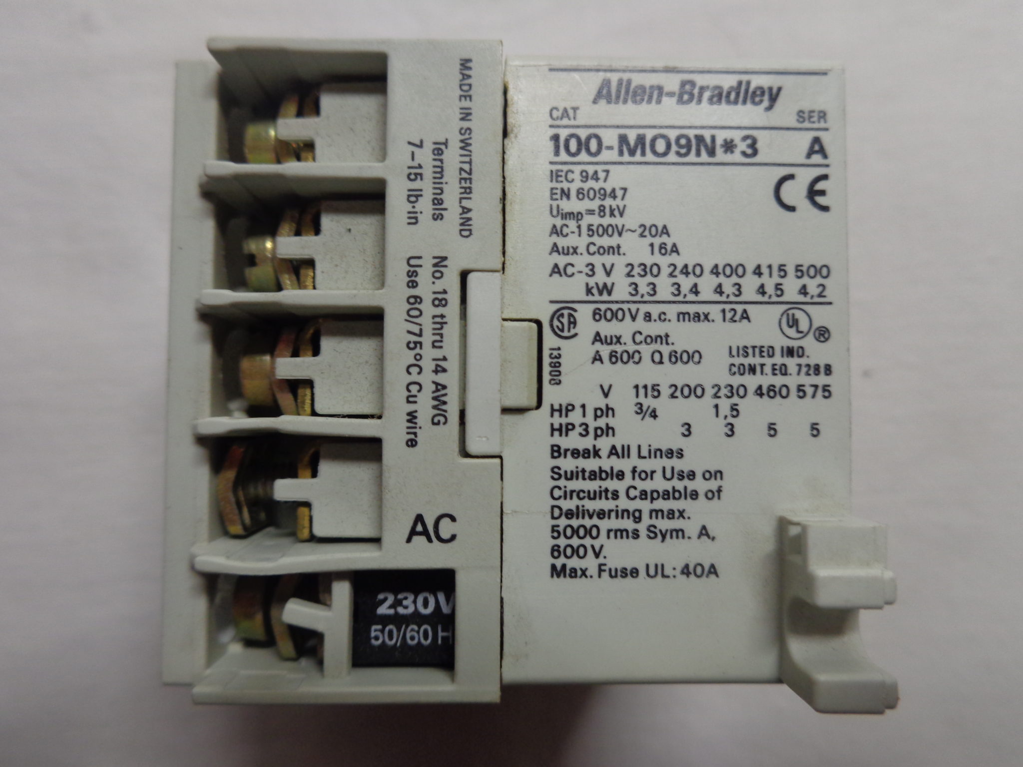 AB Allen-Bradley M09-10E 100-M09N*3 230V 50/60HZ - Michl's Onlineshop OG